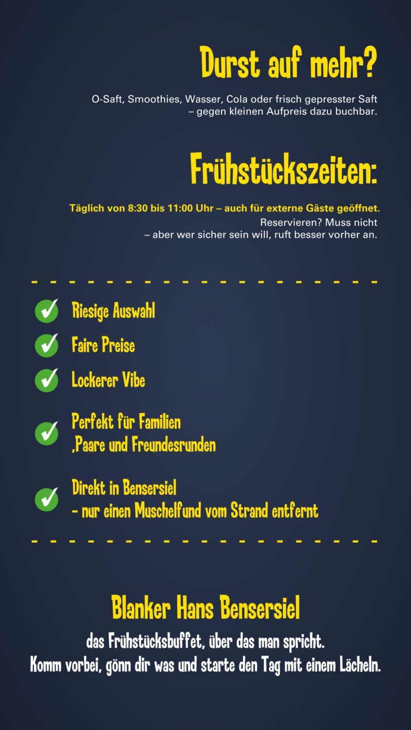 Frühstückskarte - Blanker Hans Bensersiel